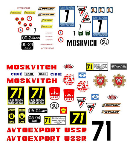 BSmodelle 430552 Moskvich 412 Rally Team Decal