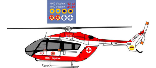 BSmodelle 480256 Eurocopter EC-145 - Ukraine Resque Service Decal