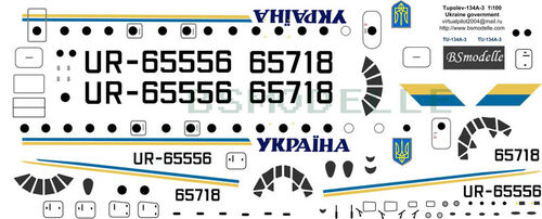 BSmodelle 100036 Tupolev Tu-134 - Ukraine Government Decal