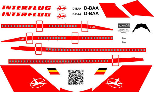 BSmodelle 100592 Ilyushin Il-96 - Interflug Decal
