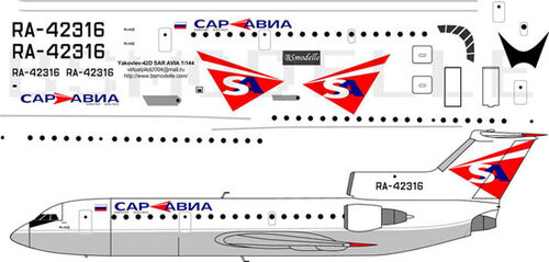 BSmodelle 144028 Yakovlev Yak-42 - Saratov Airlines Decal
