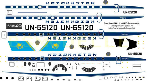 BSmodelle 144049 Tupolev Tu-134 - Kazakhstan Government Decal