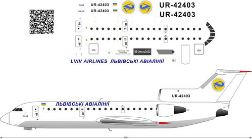 BSmodelle 144408 Yakovlev Yak-42 - Lviv Airlines Decal
