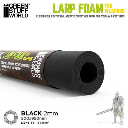 Green Stuff World 14170 Soft LARP Foam Black 2mm 500x950mm