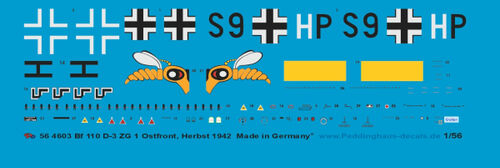 Peddinghaus-Decals 4603 Messerschmitt Bf-110 D-3 - ZG1 Ostfront, Herbst 1942