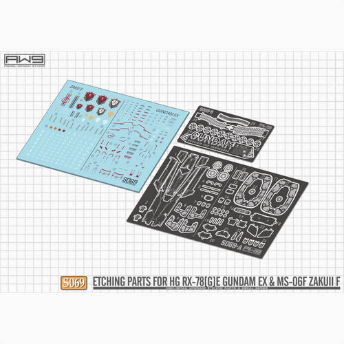 Madworks AW9 S69 Photo-Etched Detail-Up Parts With Decal For HG Gundam EX & MS-06F Zaku