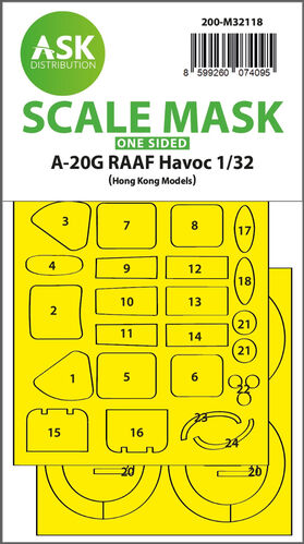 Art Scale Kit M32118 A-20G RAAF Havoc One-Sided Express Fit Mask For HK Models