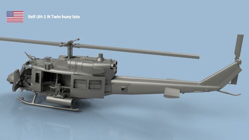 L'Arsenal 2.0 3D400565NLINT Bell UH-1 N Twin Huey Late with interior details - 3D printing (4 helicopters)