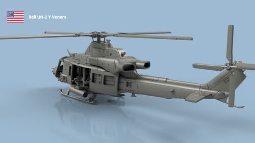 L'Arsenal 2.0 3D700607DEPINT Bell UH-1 Y Venom unfolded blades with interior details - 3D printing (4 helicopters)