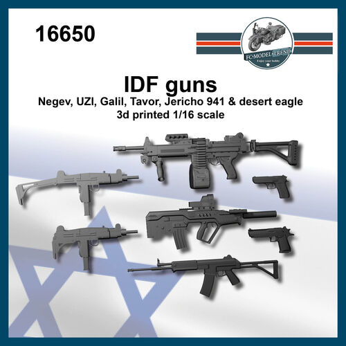 FC ModelTrend 16650 IDF Small Arms - Negev / UZI / Galil / Tavor / Jericho 941 and Desert Eagle (3D-printed)