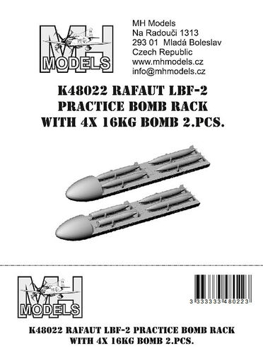 MH Models K48022 RAFAUT LBF-2 Practice Bomb Rack With 4X 16kg Bomb 2pcs