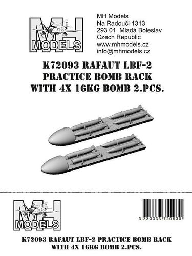 MH Models K72093 RAFAUT LBF-2 Practice Bomb Rack With 4x16kg Bomb (2pcs)