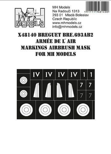 MH Models X48140 Breguet Bre.693AB2 Armée De l´Air Markings Airbrush Mask For MH Models