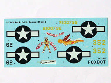 FOXBOT 72-022A Douglas C-47 Skytrain/Dakota Pin-Up Nose Art Part VI (Stencils Not Included)