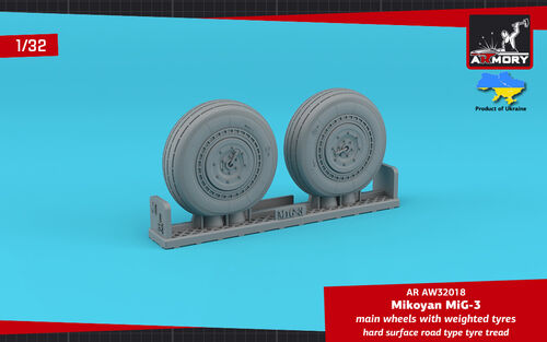 Armory Models Group AW32018 Mikoyan MiG-3 Main Wheels With Weighted Tyres - Hard Surface Road Type Ture Tread
