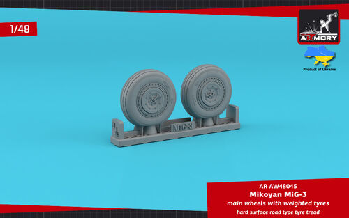 Armory Models Group AW48045 Mikoyan MiG-3 Main Wheels With Weighted Tyres - Hard Surface Road Type Ture Tread