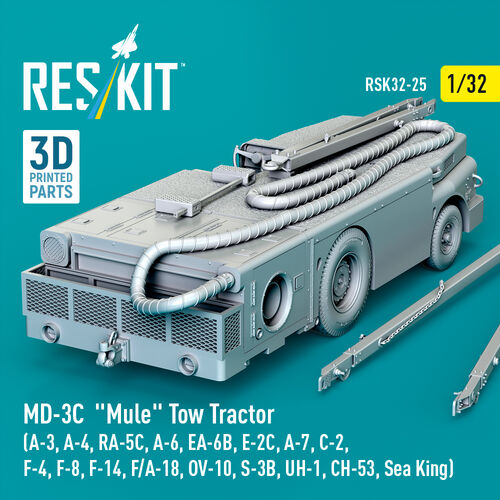 RES/KIT K32-0025 MD-3С 'Mule' Tow Tractor (A-3, A-4, RA-5C, A-6, EA-6B, E-2C, A-7, C-2, F-4, F-8, F-14, F/A-18, OV-10, S-3B, UH-1, CH-53, Sea King) (3D Printed Model Kit)