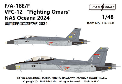 Fab Scale FD48068 Boeing F/A-18 E/F Super Hornet - VFC-12 "Fighting Omars" NAS Oceana (2024)