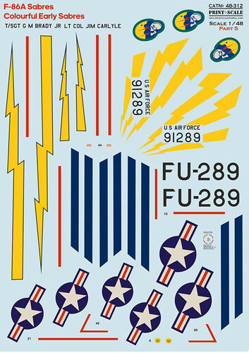 Print Scale 48-312 North American F-86 A - Colorful Early Sabres / The Complete Set 2 Leaf (Part 5)