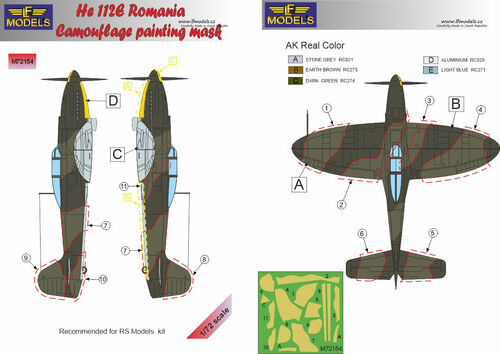 LF Models M72154 Heinkel He-112 E - Romanian Service Camouflage Pattern Paint Mask (for RS Models kits)