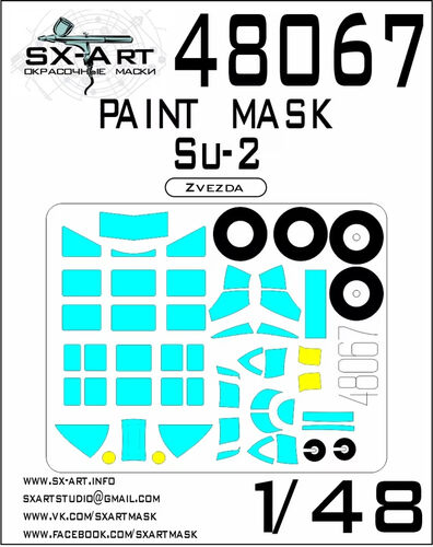 SX-Art 48067 Sukhoi Su-2 - Paint Mask Set (for Zvezda kits)