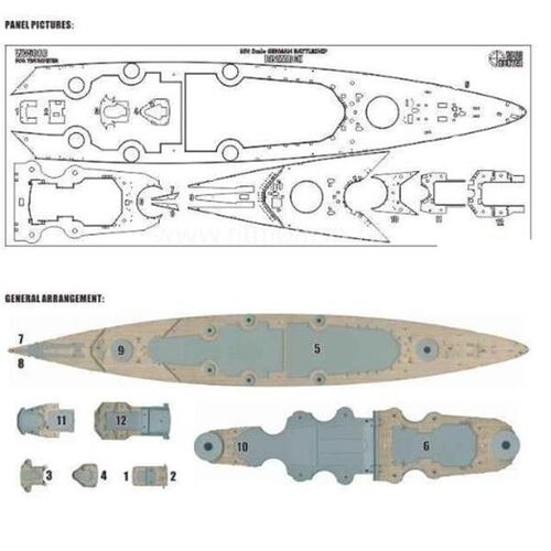 Flyhawk W35088 Battleship Bismarck Wooden Deck (for Trumpeter 05358 Kit)