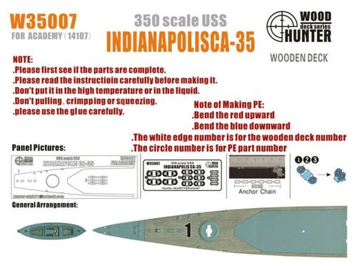 Flyhawk W35007 WWII Heavy Cruiser USS Indianapolis CA-35 (for Academy14107)