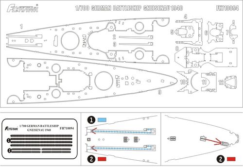 Flyhawk 710094 German Battleship Gneisenau 1940 Wooden Deck (for Flyhawk FH1149)