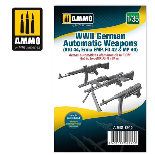 AMMO of Mig Jimenez 8910 WWII German Automatic Weapons (StG 44, Erma EMP, FG 42 & MP 40)
