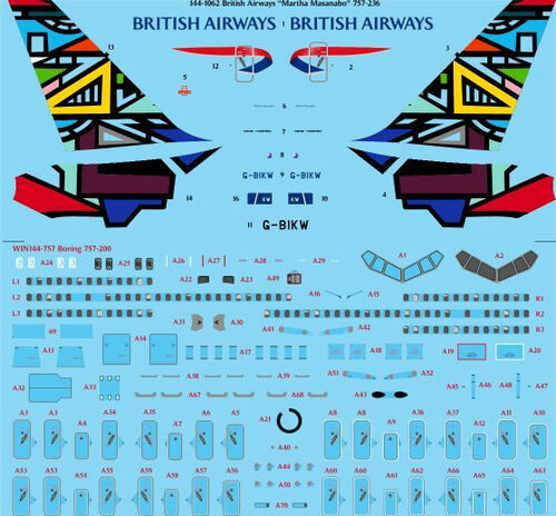 26 Decals 441062 Boeing 757-236 -British Airways Martha Masanabo Laser Decal with Screen Print Details (for Zvezda Kits)