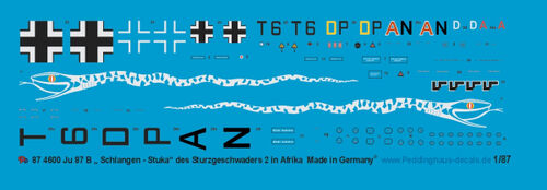 Peddinghaus-Decals 4600 Junkers Ju 87 B - Snakes Stuka of Sturzgeschwaders 2 in Africa