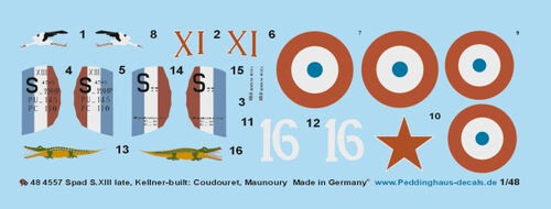 Peddinghaus-Decals 4557 Spad S.XIII late, Kellner-built: Coudouret and Maunoury