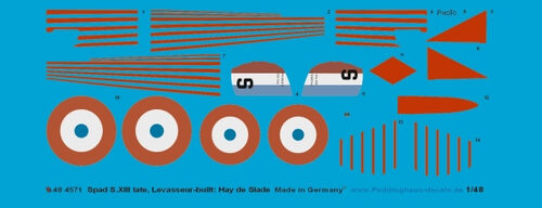 Peddinghaus-Decals 4571 Spad S.XIII late, Levasseur-built: Hay de Slade