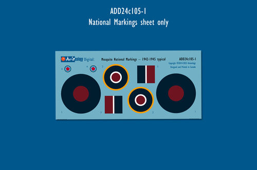 Aviaeology ADD24C105-1 de Havilland Mosquito National Markings - 1942-1945 (Type B upper wing roundels)