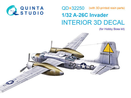 Quinta Studio QD+32250 Douglas A-26 C Invader - 3D-Printed & Coloured Interior on Decal Paper with 3D-printed Resin Parts (for Hobby Boss Kits)