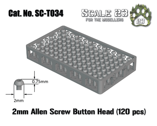 Scale23 SC-T034 2mm Allen Screw Button Head (120 pcs)