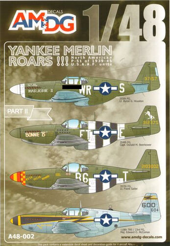 AMDG Decals A48002 Yankee Merlin Roar! North-American P-51 Mustangs of 1939-45 USAAF Units Part 2