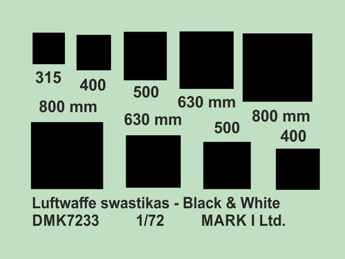 Mark I Decals DMK7233 Luftwaffe Swastikas - Black & White (2 sets)