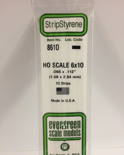 Evergreen 08610 "O" Scale Polystyrene Strip (35 cm) 1,67 x 2,84 mm (6 x 10) (1 pc)