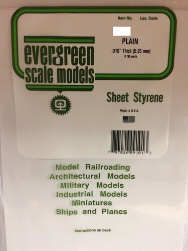 Evergreen 09210 White Polystyrene Sheet (28 x 35 cm) 0,25 mm (1 pc)