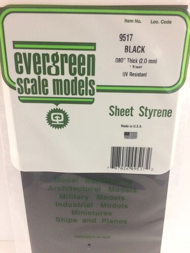 Evergreen 09517 Black Polystyrene Sheet (15 x 30 cm) 2,00 mm (1 pce)