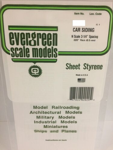 Evergreen 12020 0,5 mm Polystyrene Sheet (30 x 60 cm) Car Siding (1 pce)