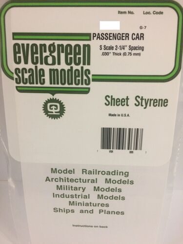 Evergreen 13035 0,5 mm Polystyrene Sheet (30 x 60 cm) Car Siding (1 pce)