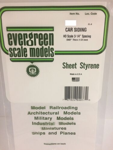 Evergreen 14037 1,0 mm Polystyrene Sheet (30 x 60 cm) Car Siding (1 pce)
