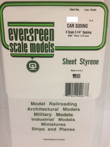 Evergreen 14067 1,0 mm Polystyrene Sheet (30 x 60 cm) Car Siding (1 pce)
