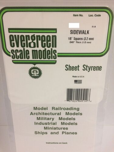 Evergreen 14514 1,0 mm Polystyrene Sheet (30 x 60 cm) Sidewalk 3,17 x 3,17 mm (1 pce)