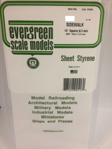 Evergreen 14516 1,0 mm Polystyrene Sheet (30 x 60 cm) Sidewalk 6,35 x 6,35 mm (1 pce)