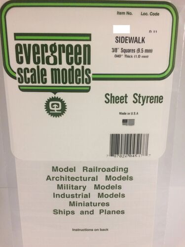 Evergreen 14517 1,0 mm Polystyrene Sheet (30 x 60 cm) Sidewalk 9,50 x 9,50 mm (1 pce)