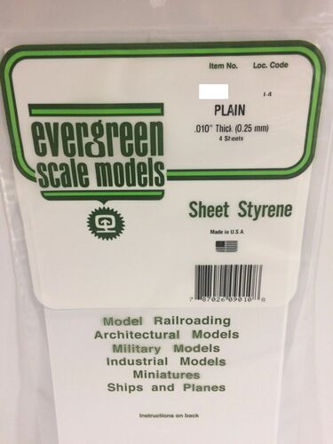 Evergreen 19010 Polystyrene Sheet (30 x 60 cm) 0,25 mm (1 pc)