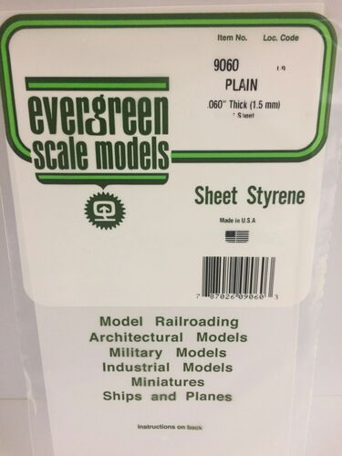 Evergreen 19060 Polystyrene Sheet (30 x 60 cm) 1,50 mm (1 pc)